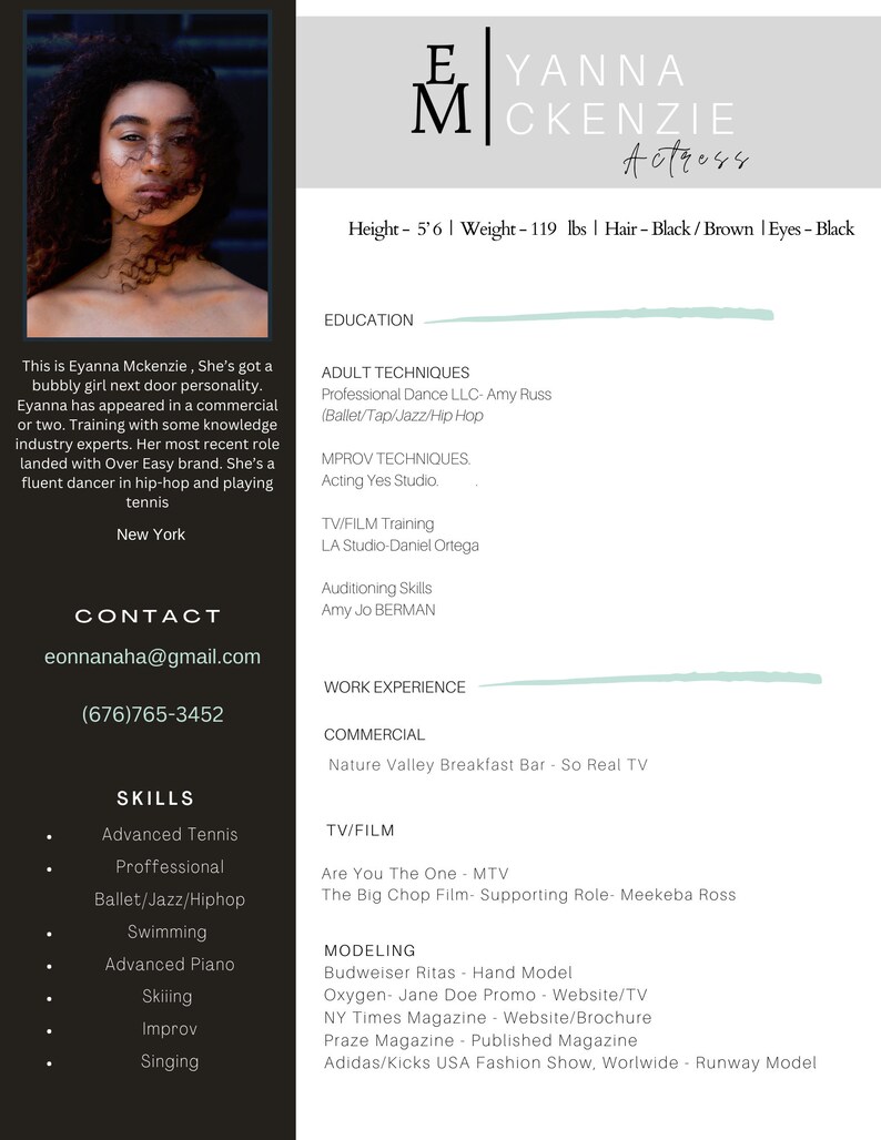 Actor & Theatre Customize Resume for PNG/PDF Download - Etsy