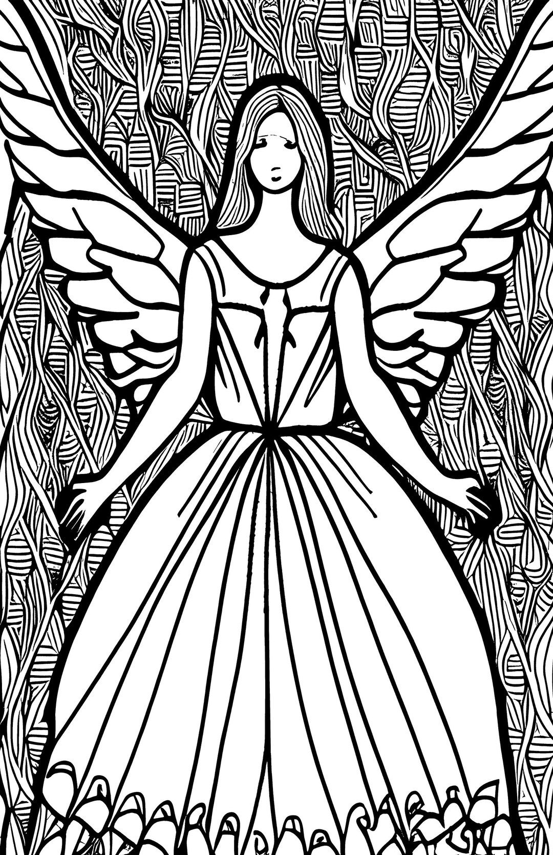 Angel Coloring Page 2: Created at 200 Dpi Can Be Printed up to 24x36 ...