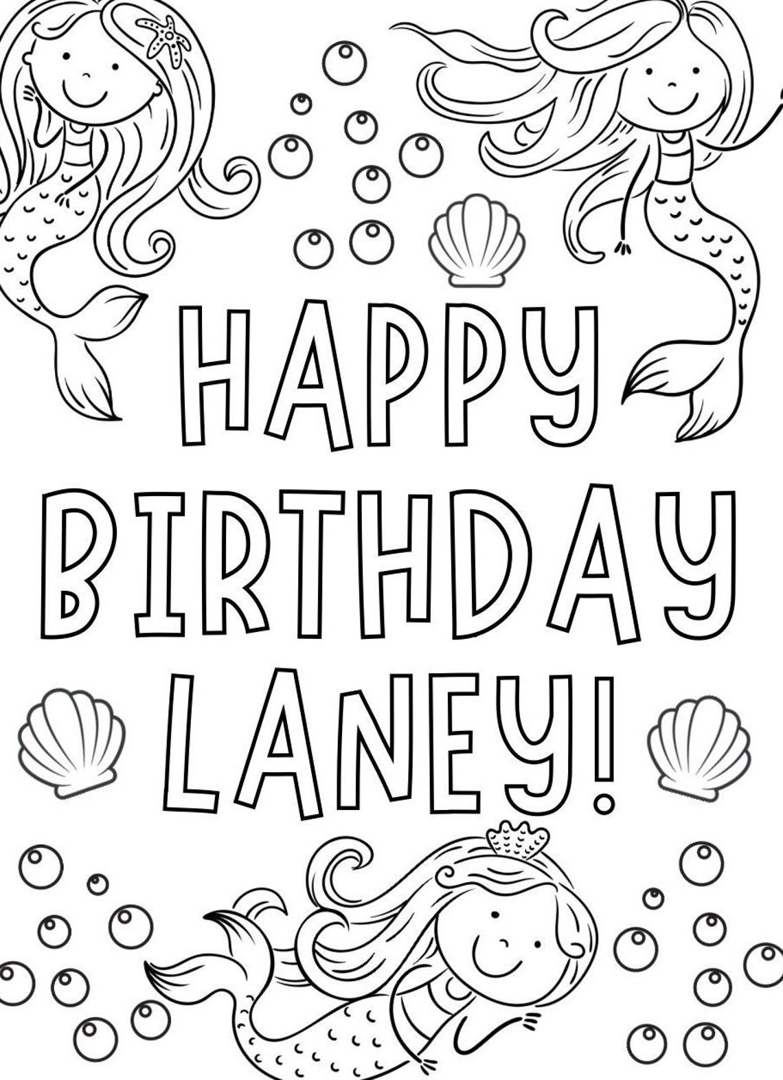 Personalized Mermaid Birthday Coloring Sheets - Etsy