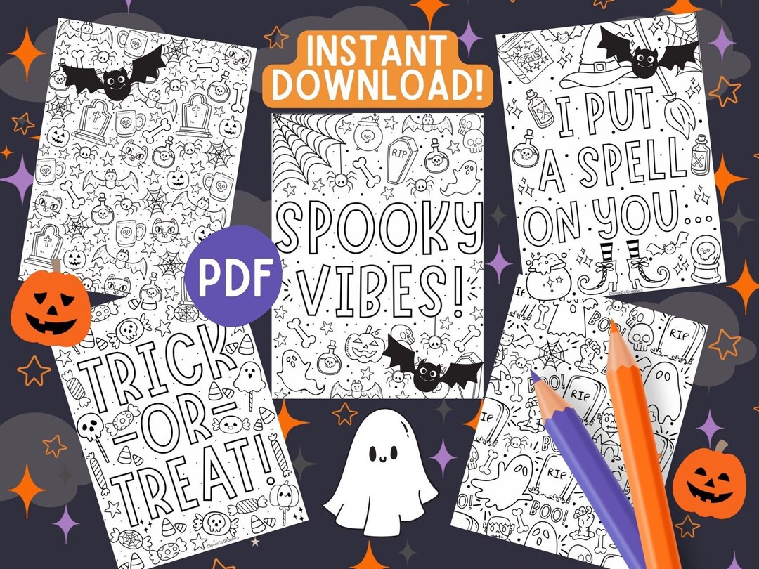 Halloween Coloring Pages, Halloween Coloring Sheets - Etsy