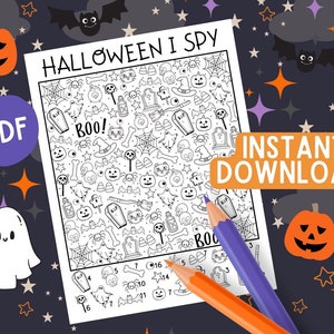 Halloween I Spy Coloring Sheet - Etsy