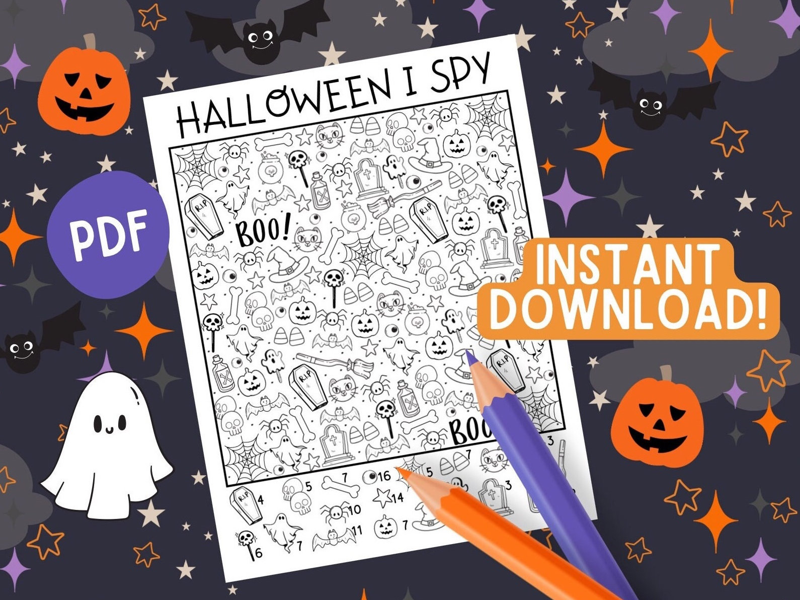 Halloween I Spy Coloring Sheet - Etsy