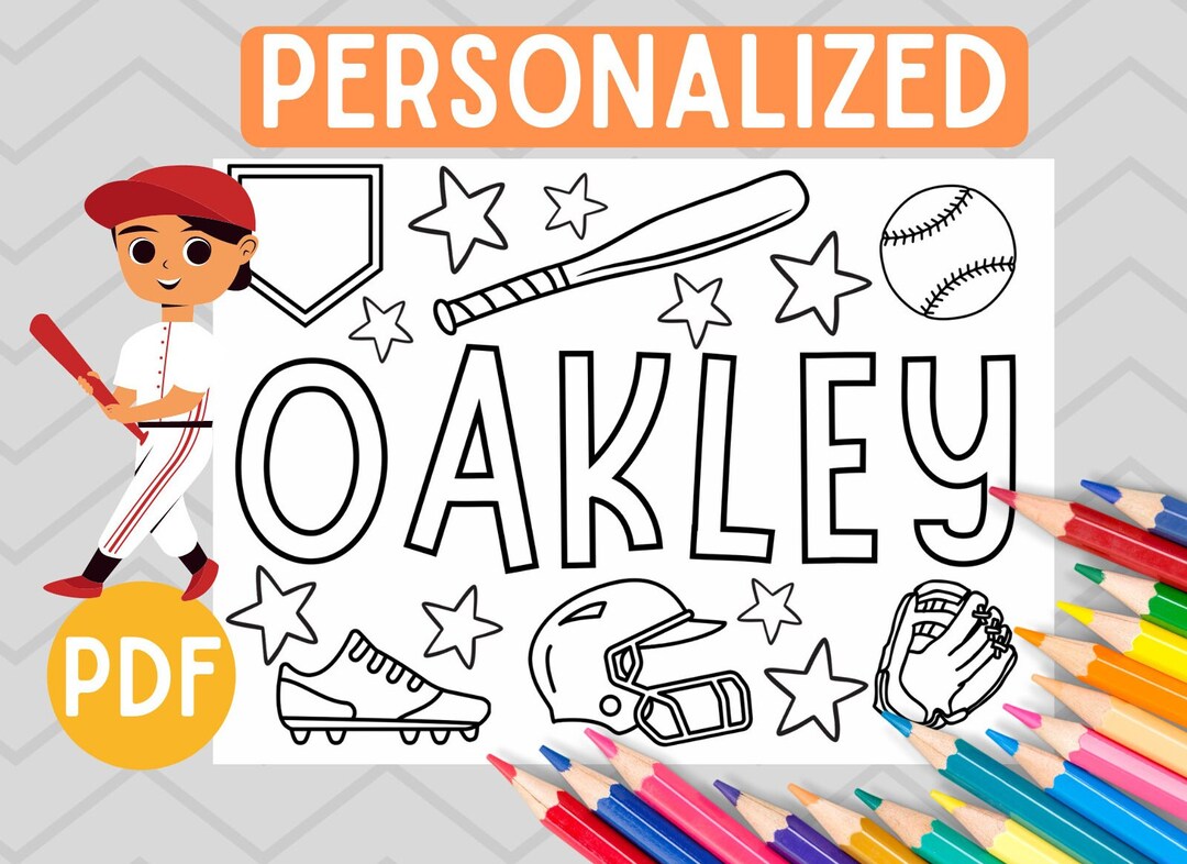 Personalized Baseball Coloring Sheet - Etsy