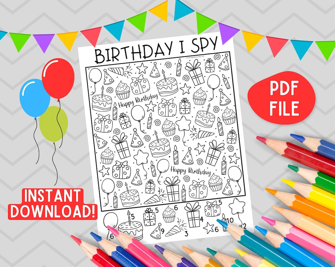 Birthday I Spy Activity, Happy Birthday - Etsy