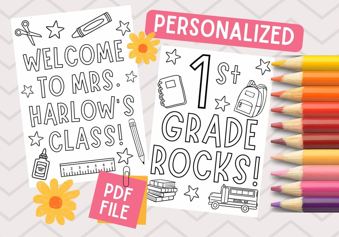 Personalized Teacher Coloring Sheet, Back to School - Etsy