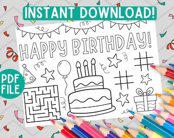 Happy Birthday Coloring Sheet - Etsy