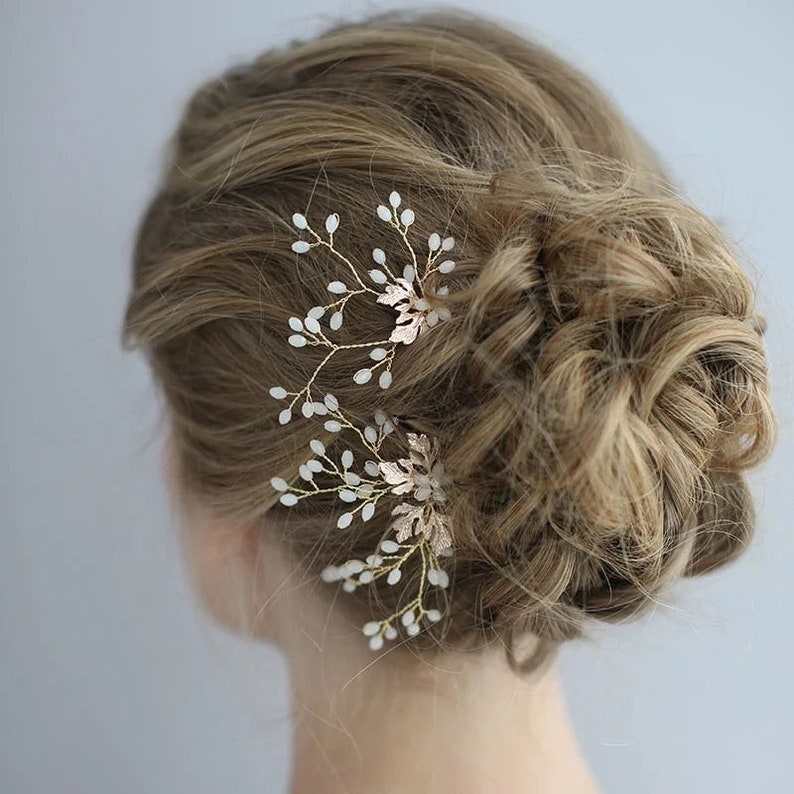 Diana Pins - Gold Bead Flowers Pins -- Floral Wedding Hair Pin, Wedding ...