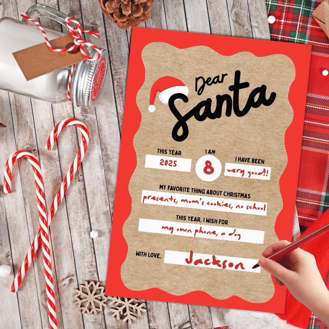 Editable Santa Letter, Canva Template, North Pole Mail, Wish List for ...