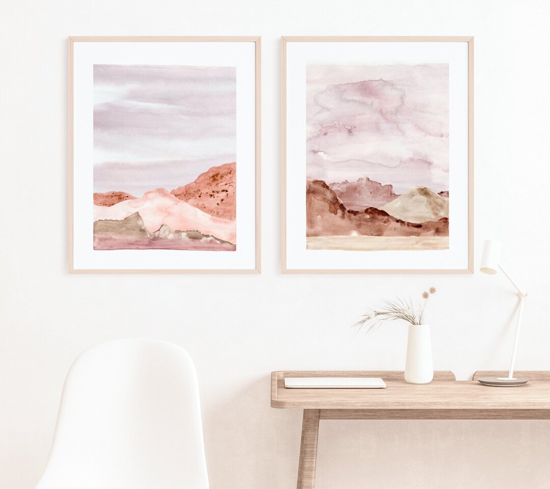 Printable Mountain Posters, Wall Art Set of 2 Mountain Watercolor ...