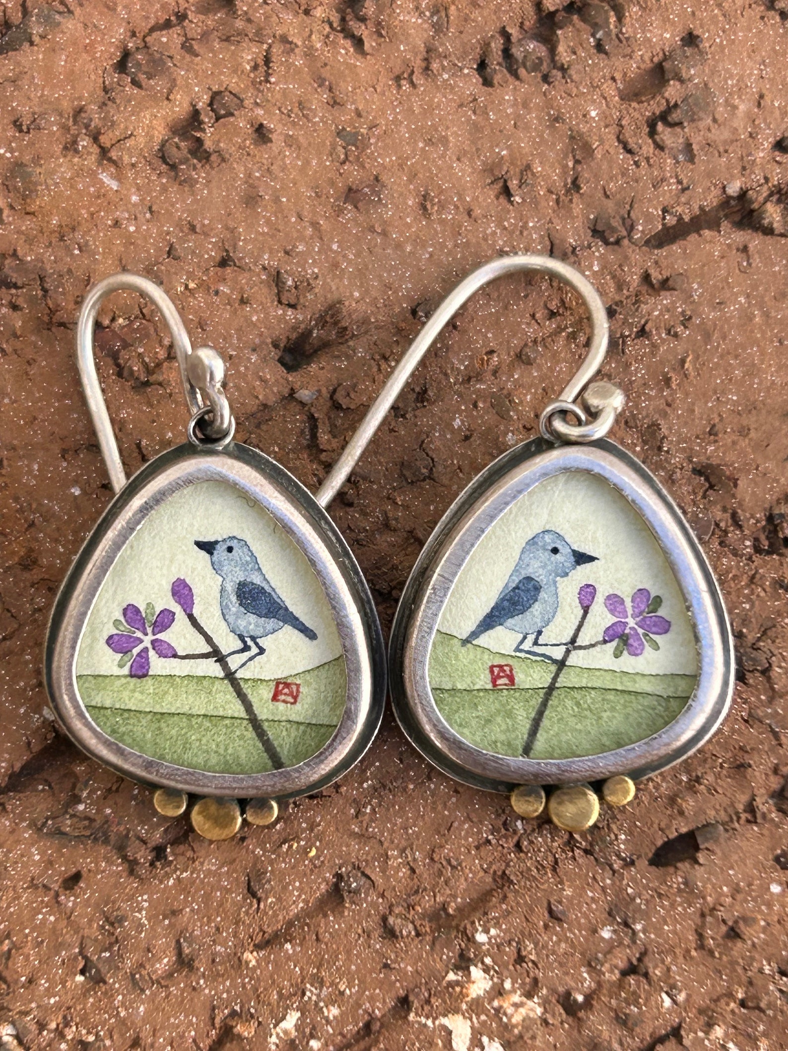 Ananda Khalsa 22k Gold Dot Bluebird W/nest Necklace & Matching Bluebird Earrings - Etsy