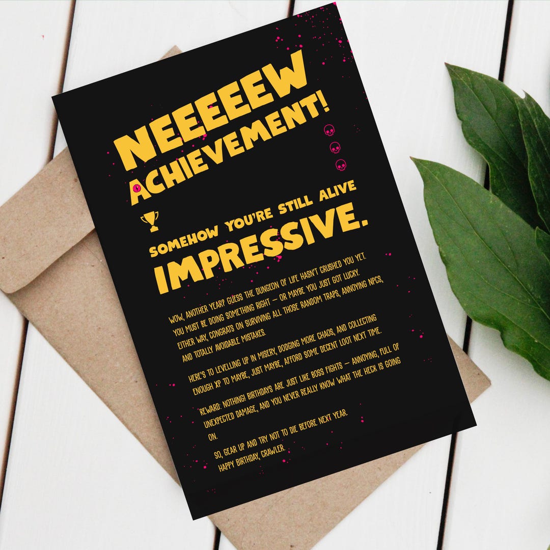 Dungeon Crawler Carl - New Achievement - Birthday Card - Gamer Card ...