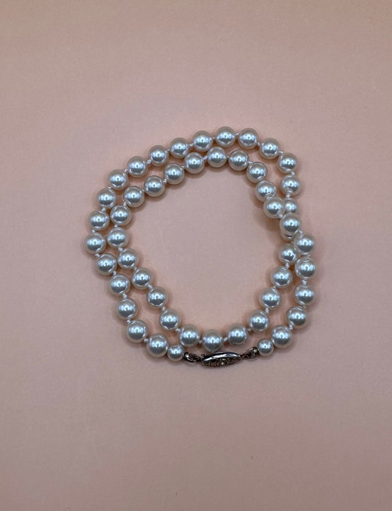 Vintage Bridal White Faux Pearls Hand Knotted String … - Gem