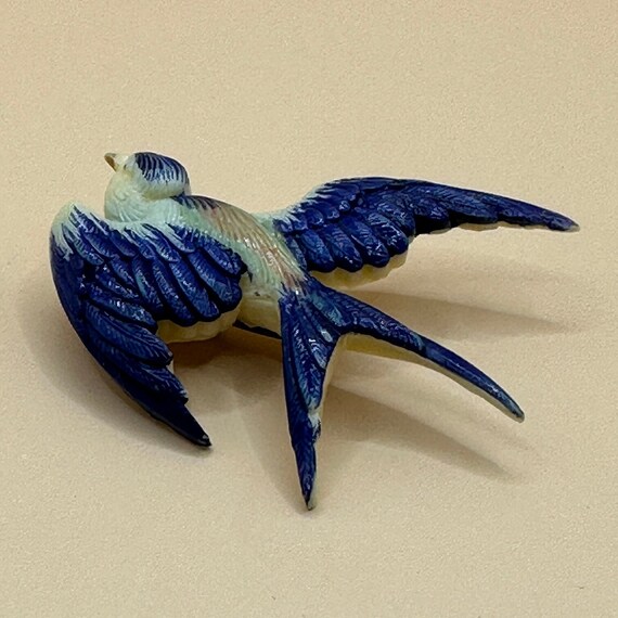 Vintage Blue Bird Sparrow Brooch Pin Occupied Japan - Gem