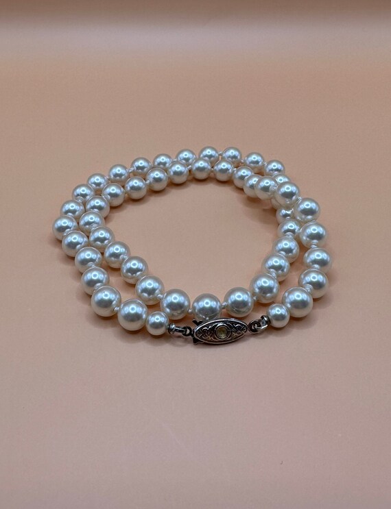 Vintage Bridal White Faux Pearls Hand Knotted String … - Gem