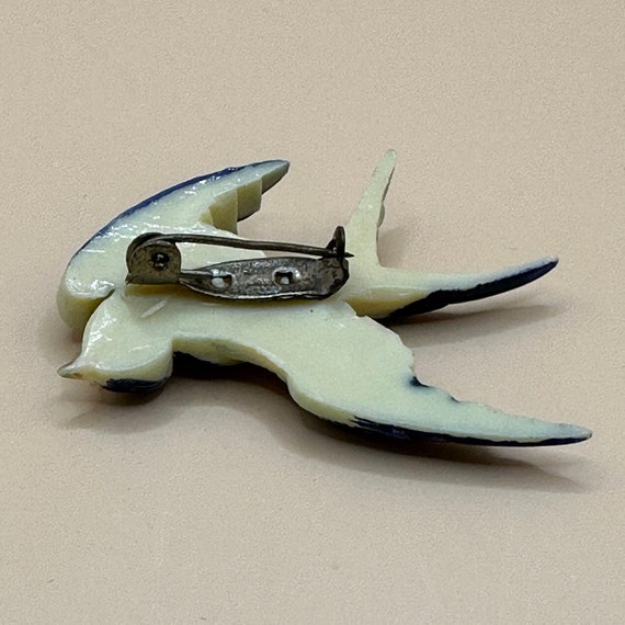 Vintage Blue Bird Sparrow Brooch Pin Occupied Japan - Gem