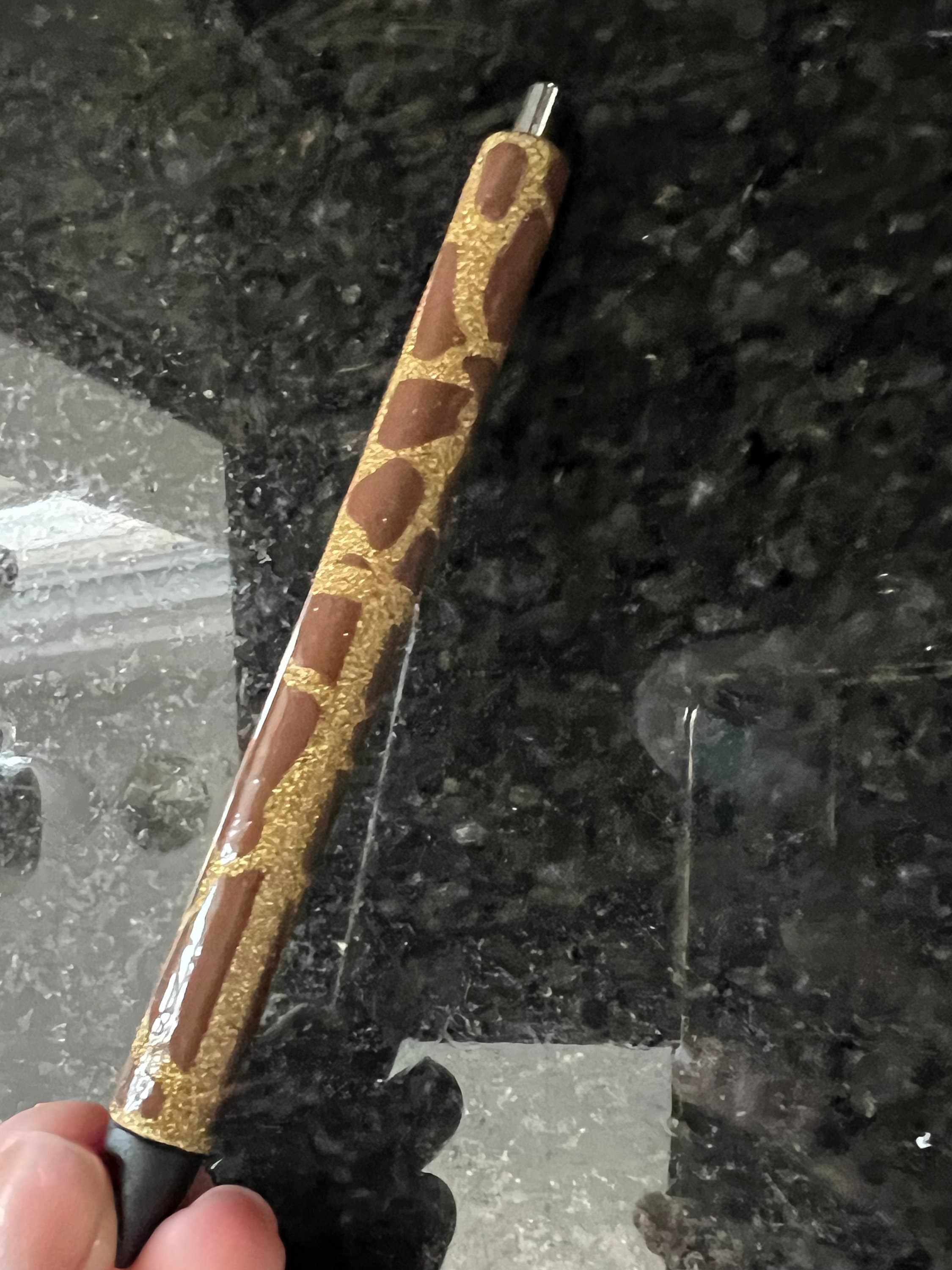 Custom Resin Giraffe Print Pen Glitter Brown Ink Joy Gel Pen - Etsy