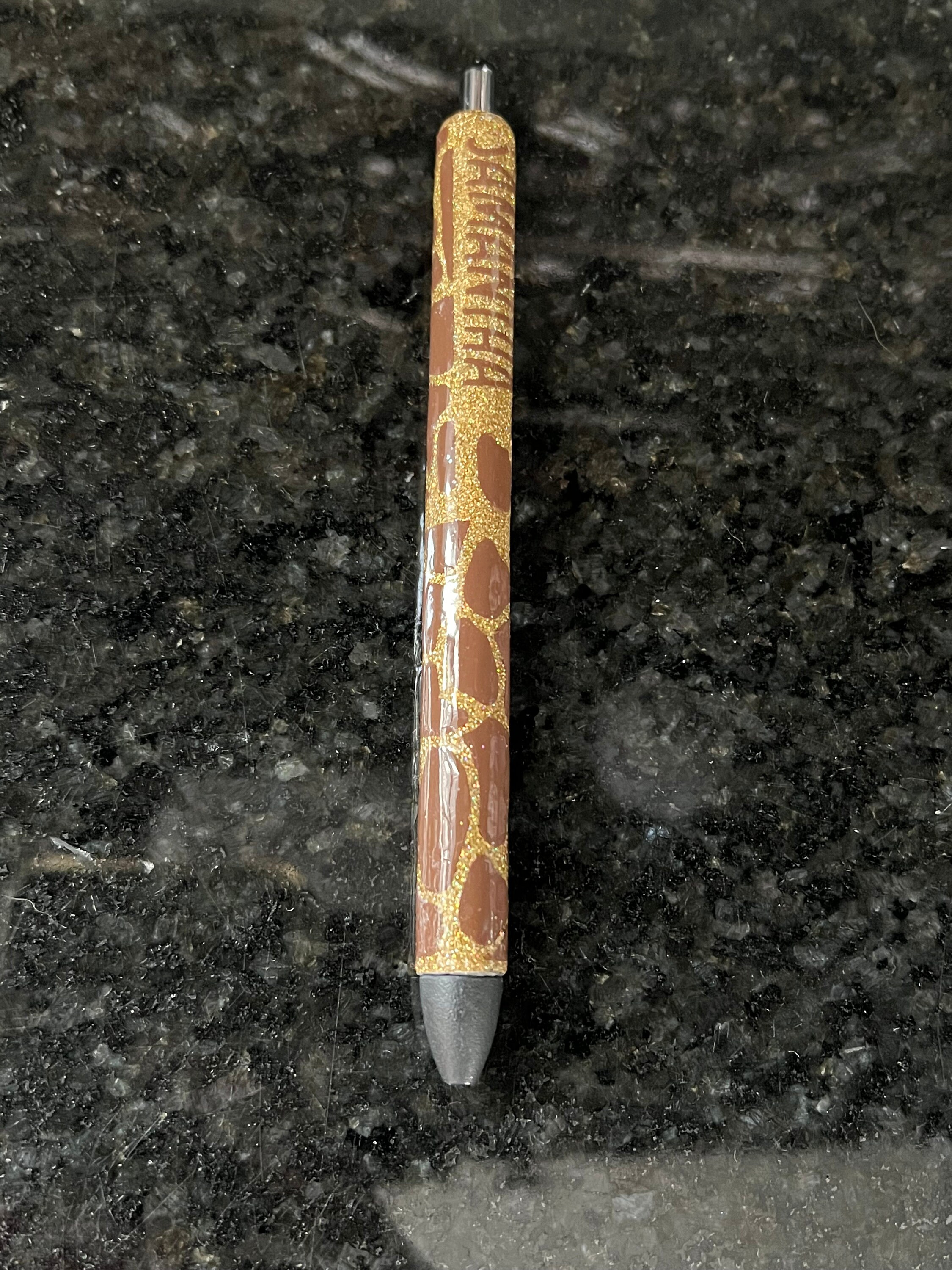 Custom Resin Giraffe Print Pen Glitter Brown Ink Joy Gel Pen - Etsy
