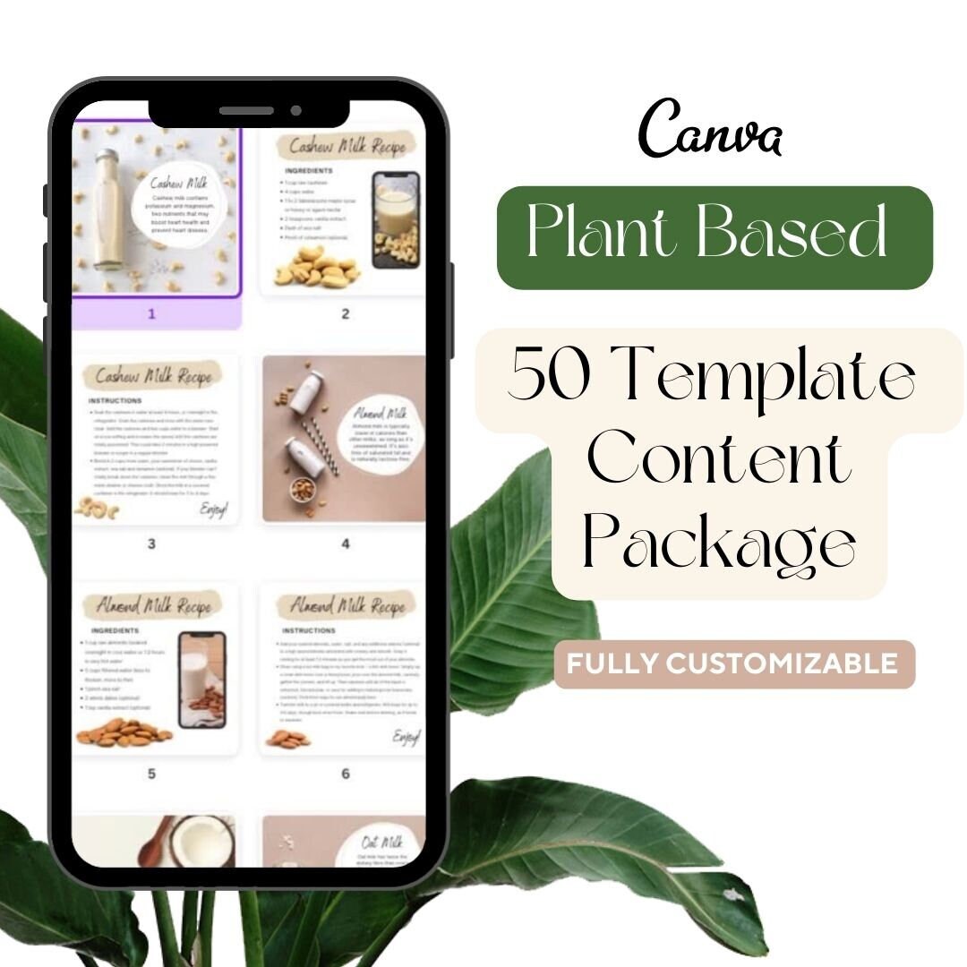 Plant Based Lifestyle 50 Template Content Package - Etsy