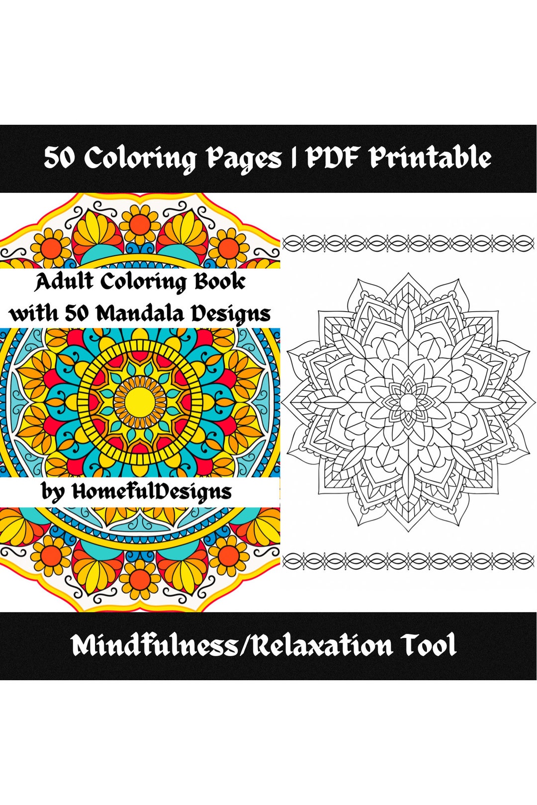 Mandala Coloring Pages | Digital Download | 50 Amazing Patterns | Adult ...