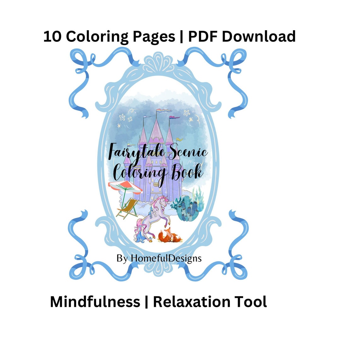 Fairytale Scenic Coloring Book | Digital Download | 10 Pages | Adult ...