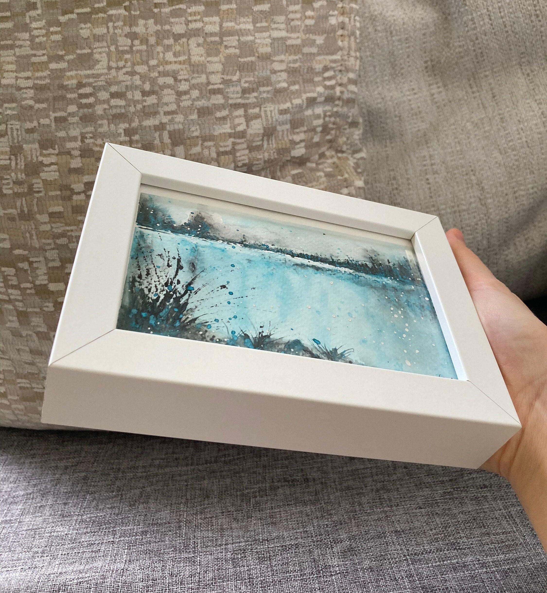 Framed Hand-painted Original Watercolor Painting Winter Lake - Etsy