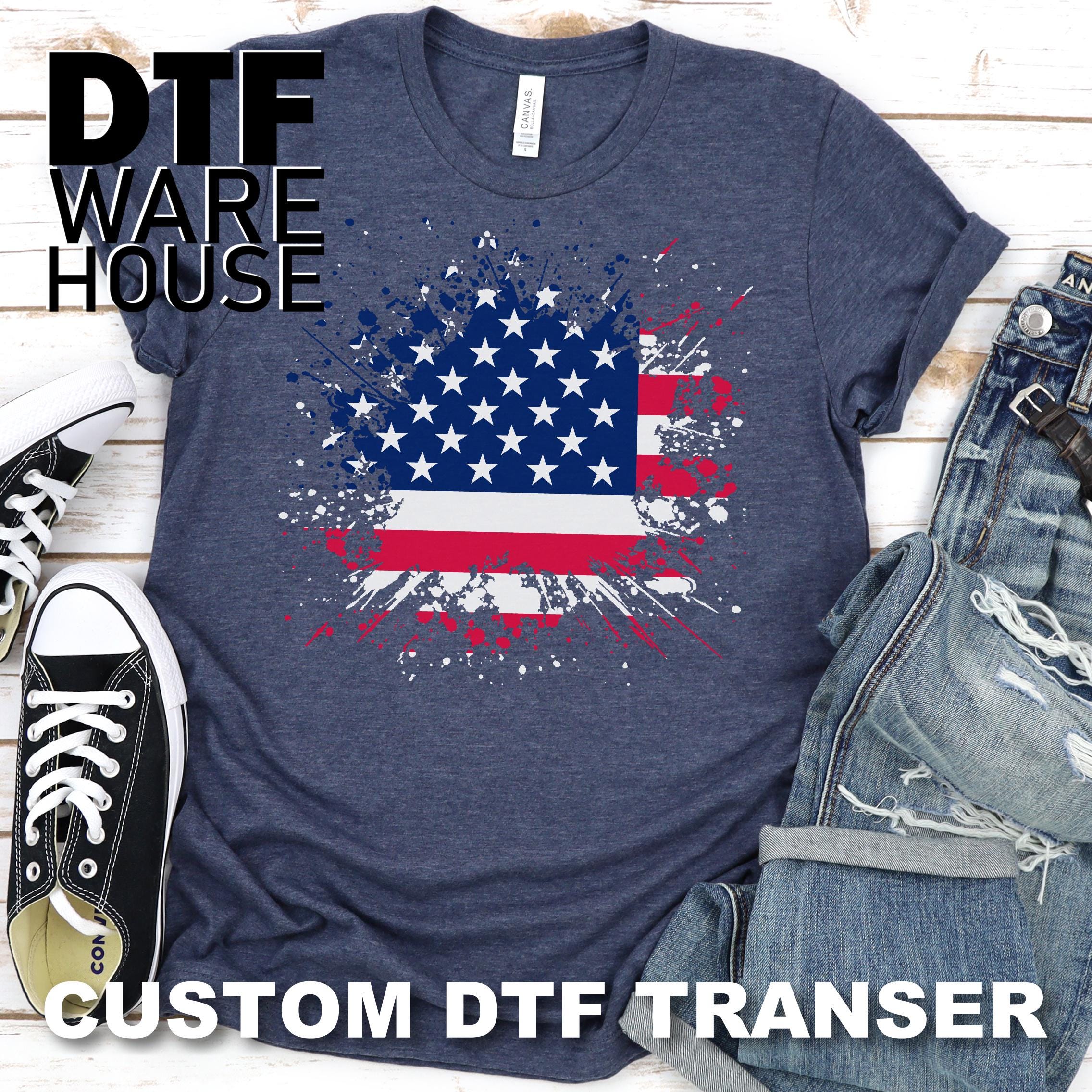 American Flag Paint Splatter DTF Transfer, Ready to Press Transfer ...