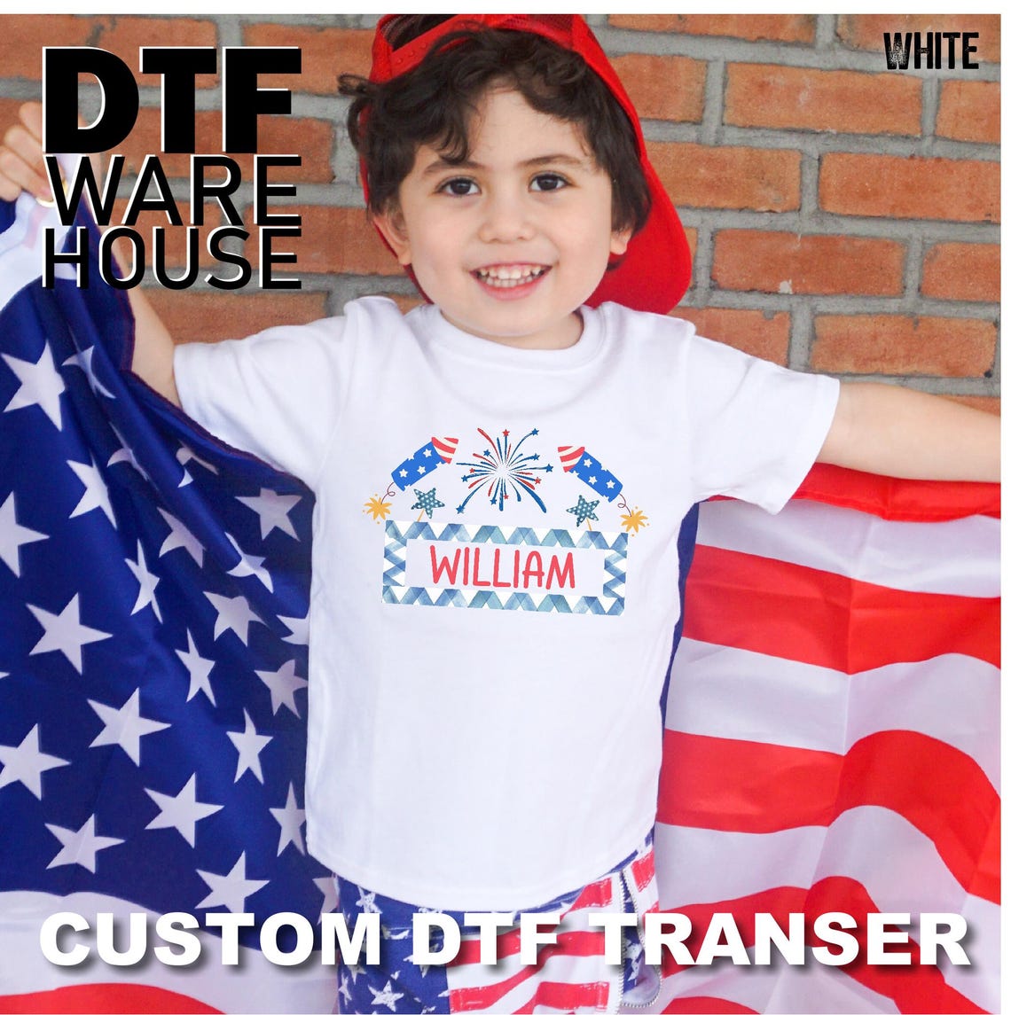 Patriotic Boy Name Plate, Custom DTF Personalized Heat Press Transfer ...