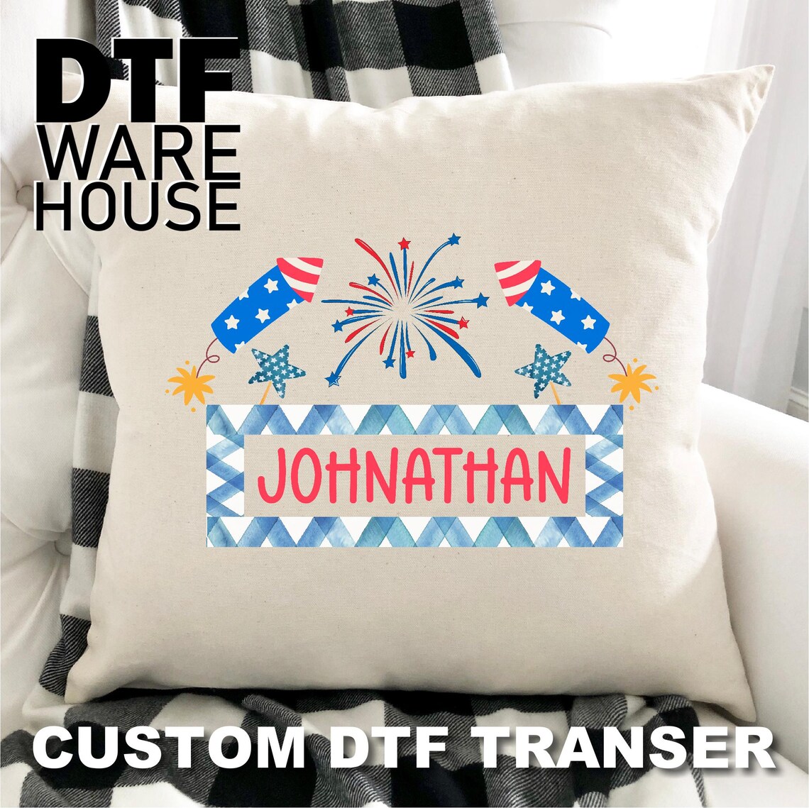 Patriotic Boy Name Plate, Custom DTF Personalized Heat Press Transfer ...