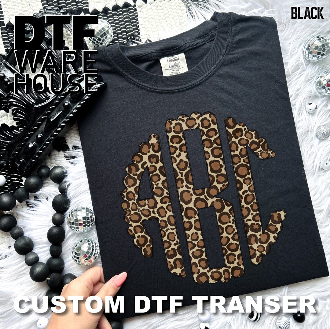 Leopard Print Monogram, Custom DTF Monogram, Ready to Press Transfer ...