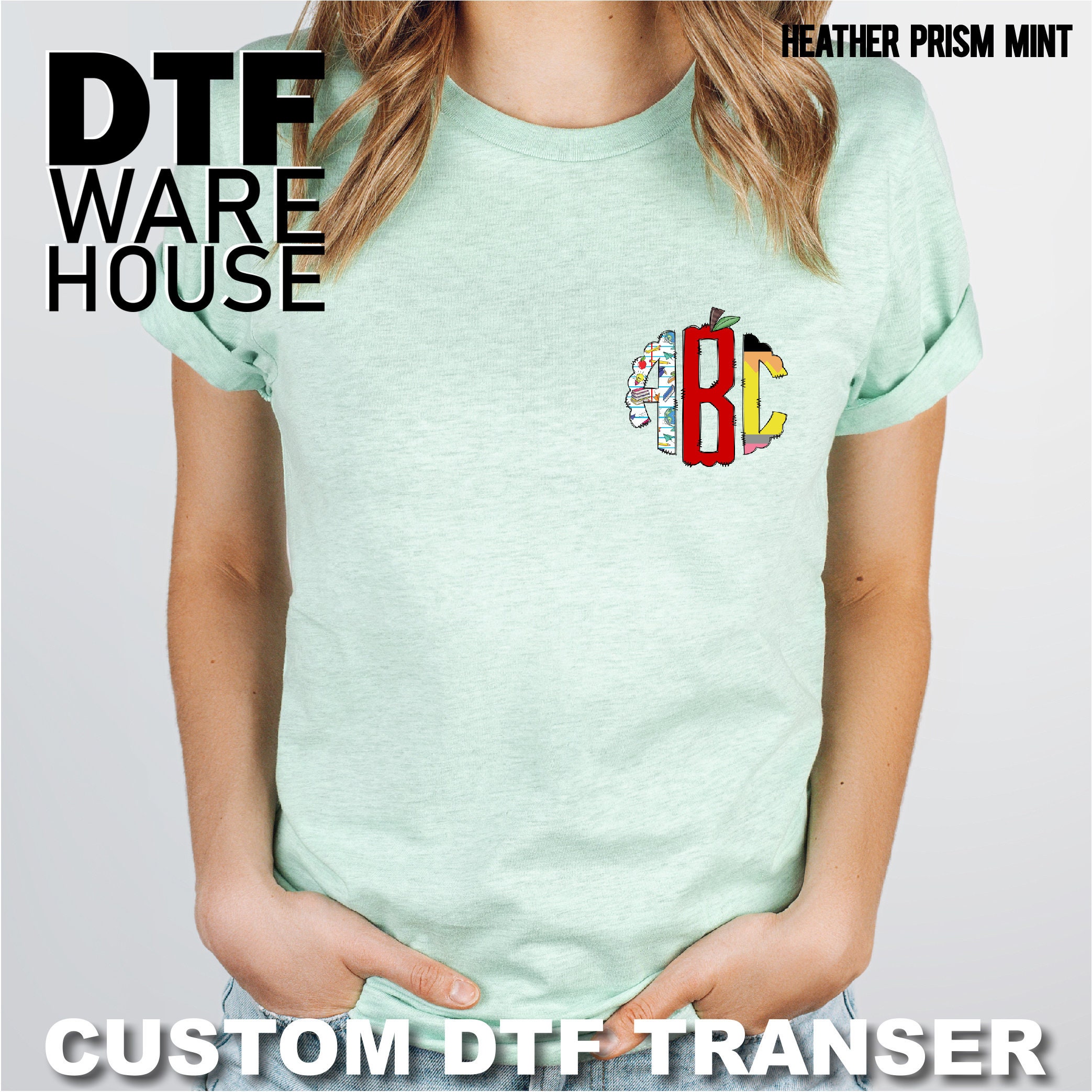 Back to School Teacher Print Monogram, Custom Educator DTF Monogram ...