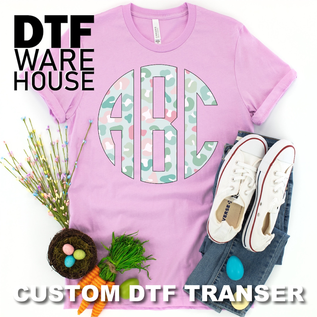 Pastel Leopard Print Monogram, Custom DTF Monogram, Ready to Press ...