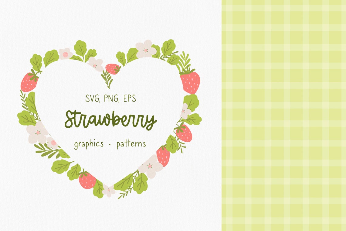 Cute Strawberry Svg, Png, Eps Clipart and Digital Papers - Etsy