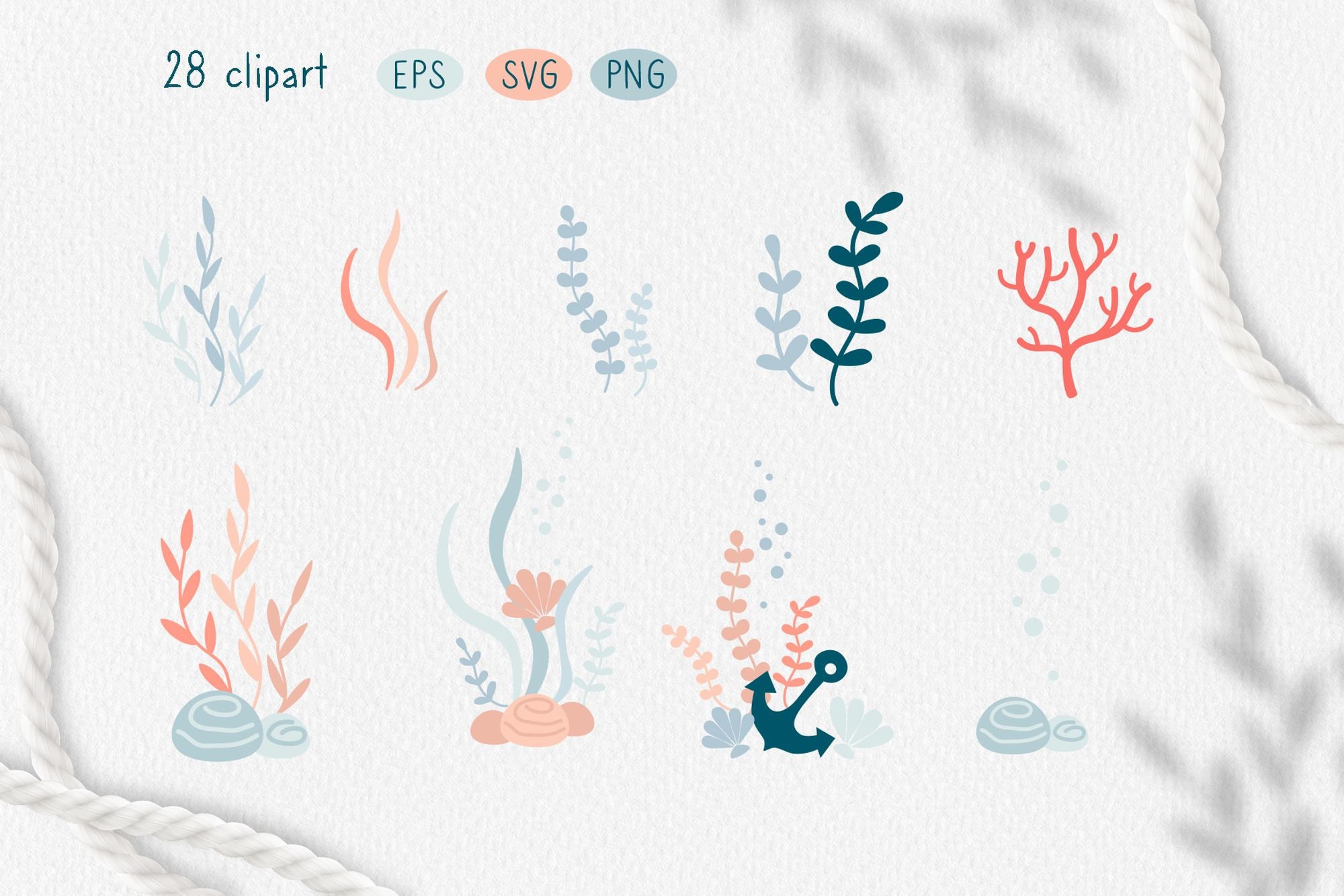 Sea Animals Svg, Png, Eps Clipart and Digital Papers - Etsy