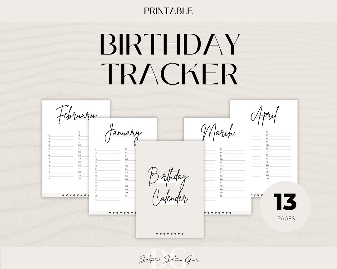 Birthday Tracker | Birthday Calendar | Birthday Planner Printable ...