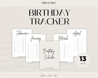 Birthday Tracker Printable Template | Birthday Planner Printable ...