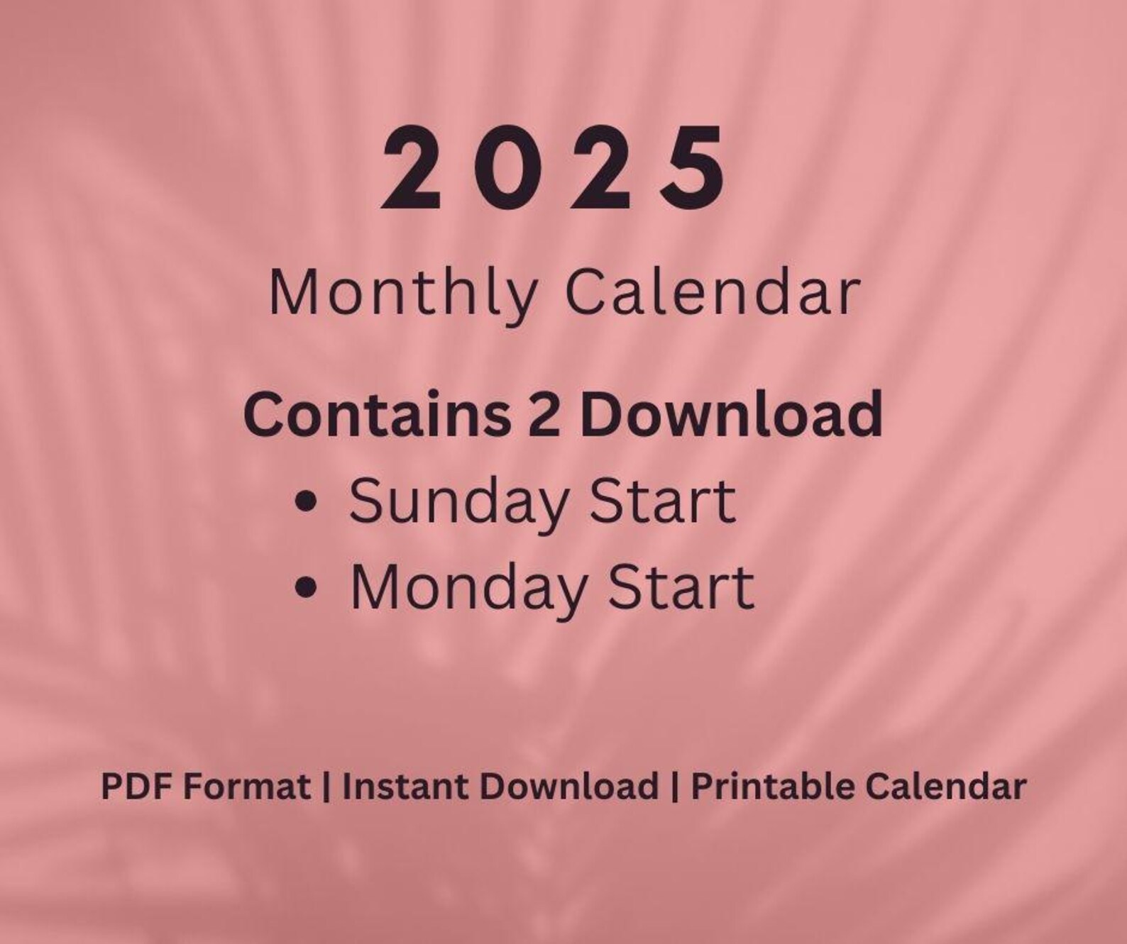 Printable Calendar 2025 Floral Design, Monthly Planner, Printable PDF ...