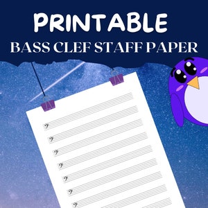 PRINTABLE Bass Clef Staff Paper! Bass Guitar, Cello, Trombone and More ...