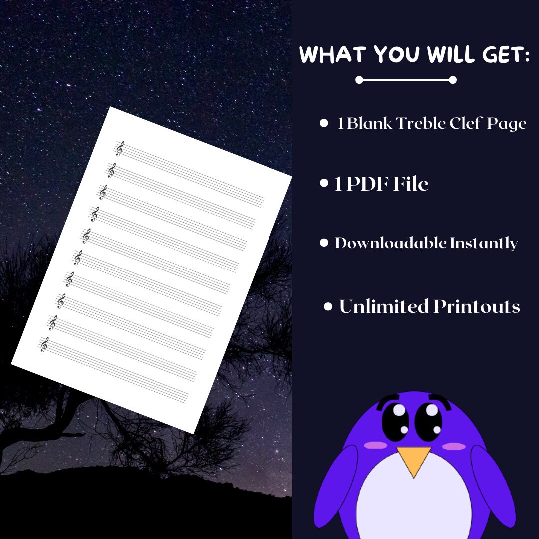 PRINTABLE Treble Clef Staff Paper! Ukulele, Mandolin, Guitar and More ...