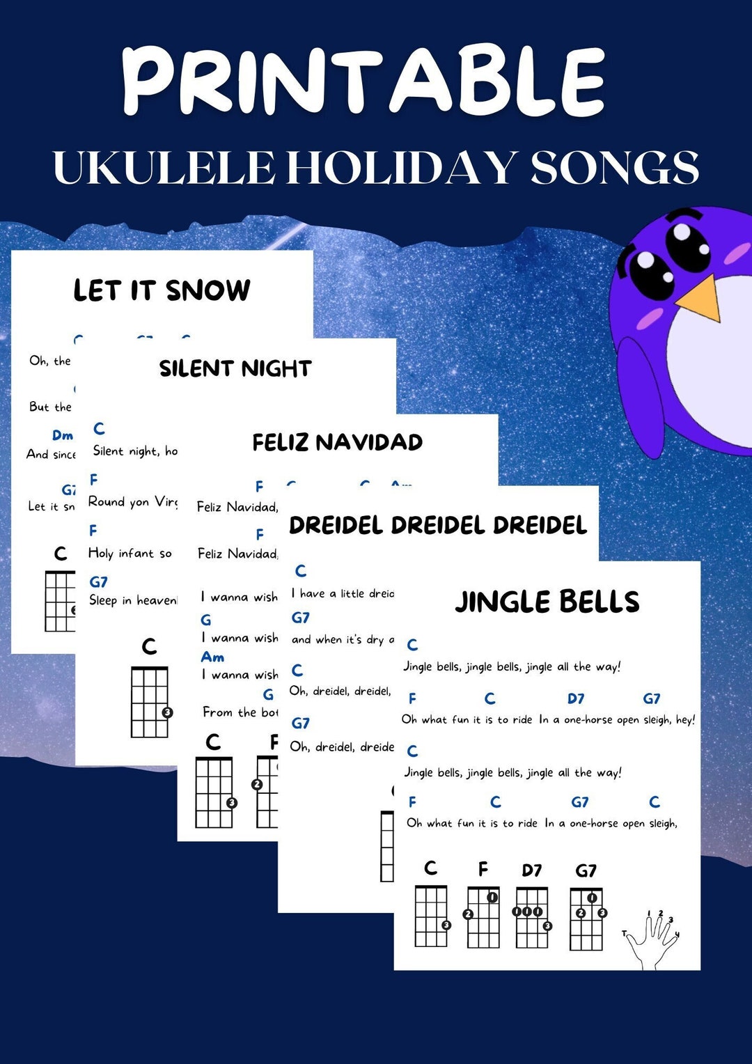 Ukulele Holiday Songs Digital Download Instant Print Great for Students ...