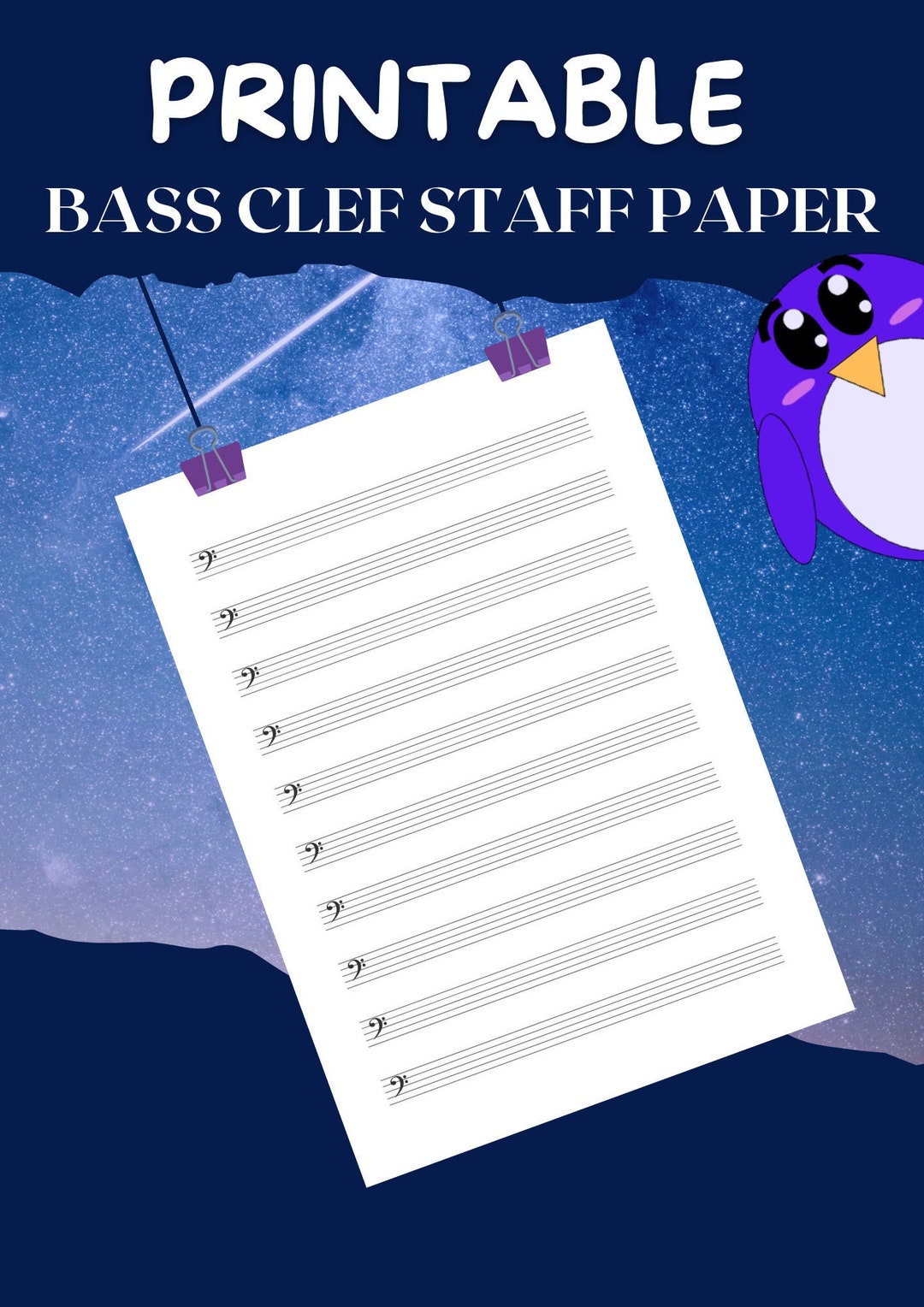 PRINTABLE Bass Clef Staff Paper! Bass Guitar, Cello, Trombone and More ...