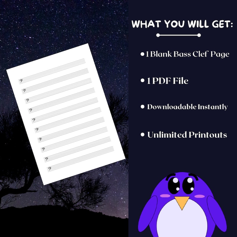 PRINTABLE Bass Clef Staff Paper! Bass Guitar, Cello, Trombone and More ...