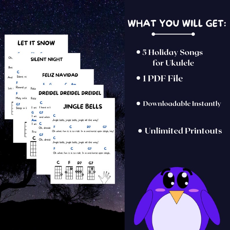 Ukulele Holiday Songs Digital Download Instant Print Great - Etsy