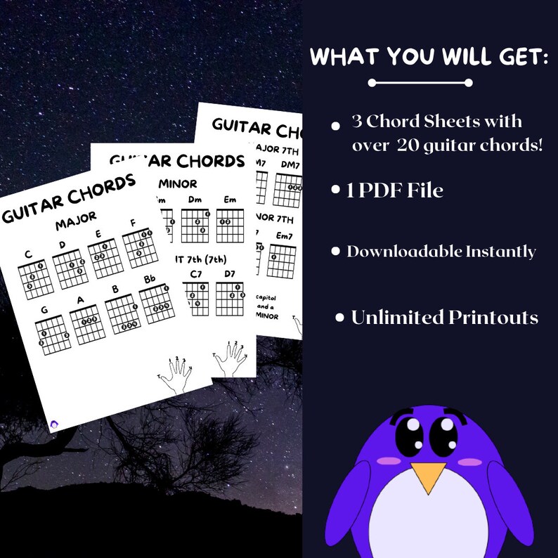Printable Guitar Chords! Instant Print! Over 20 Chords! Great for ...