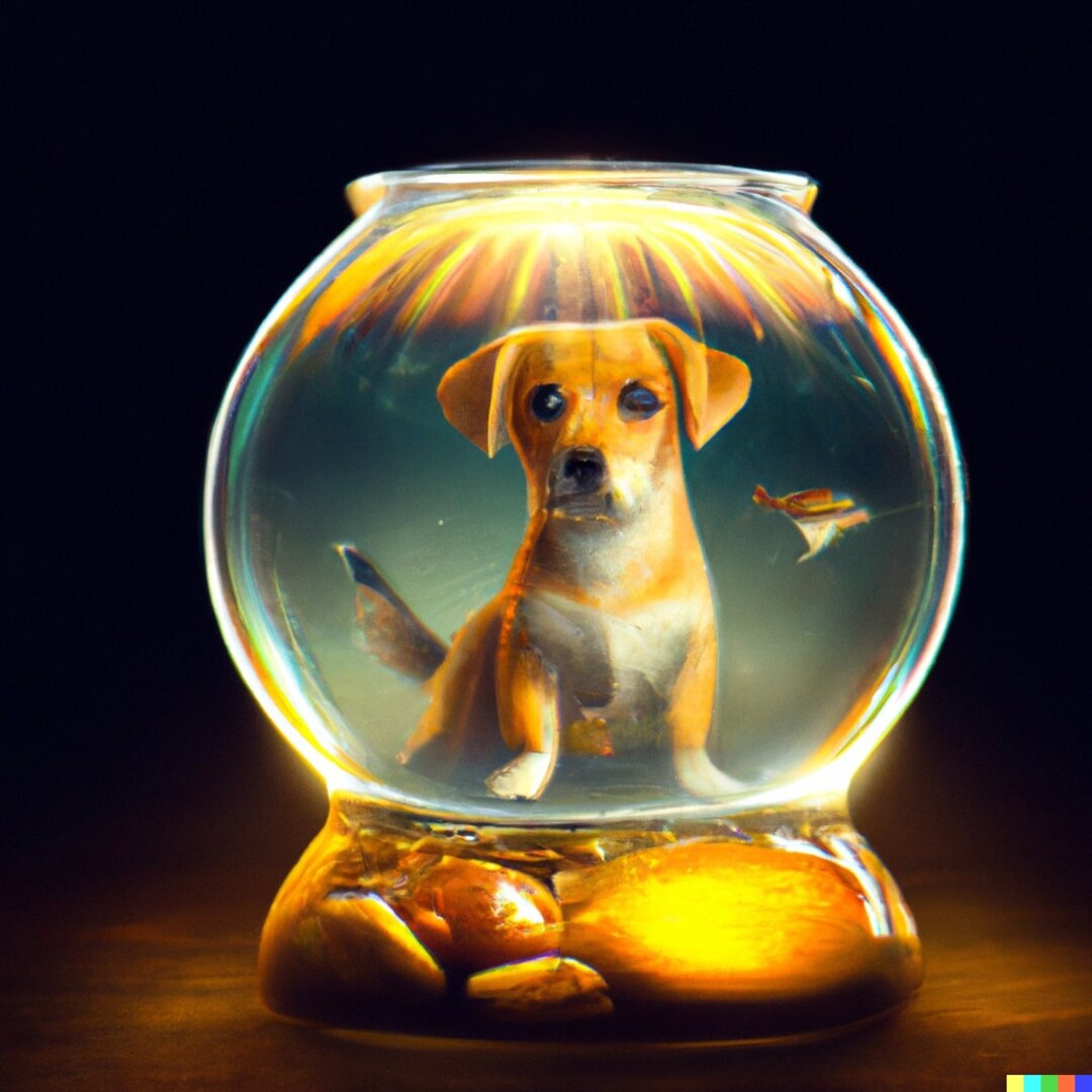 Dog in a Fish Bowl, Digital Art, Terrier Art, Dog Art - Etsy