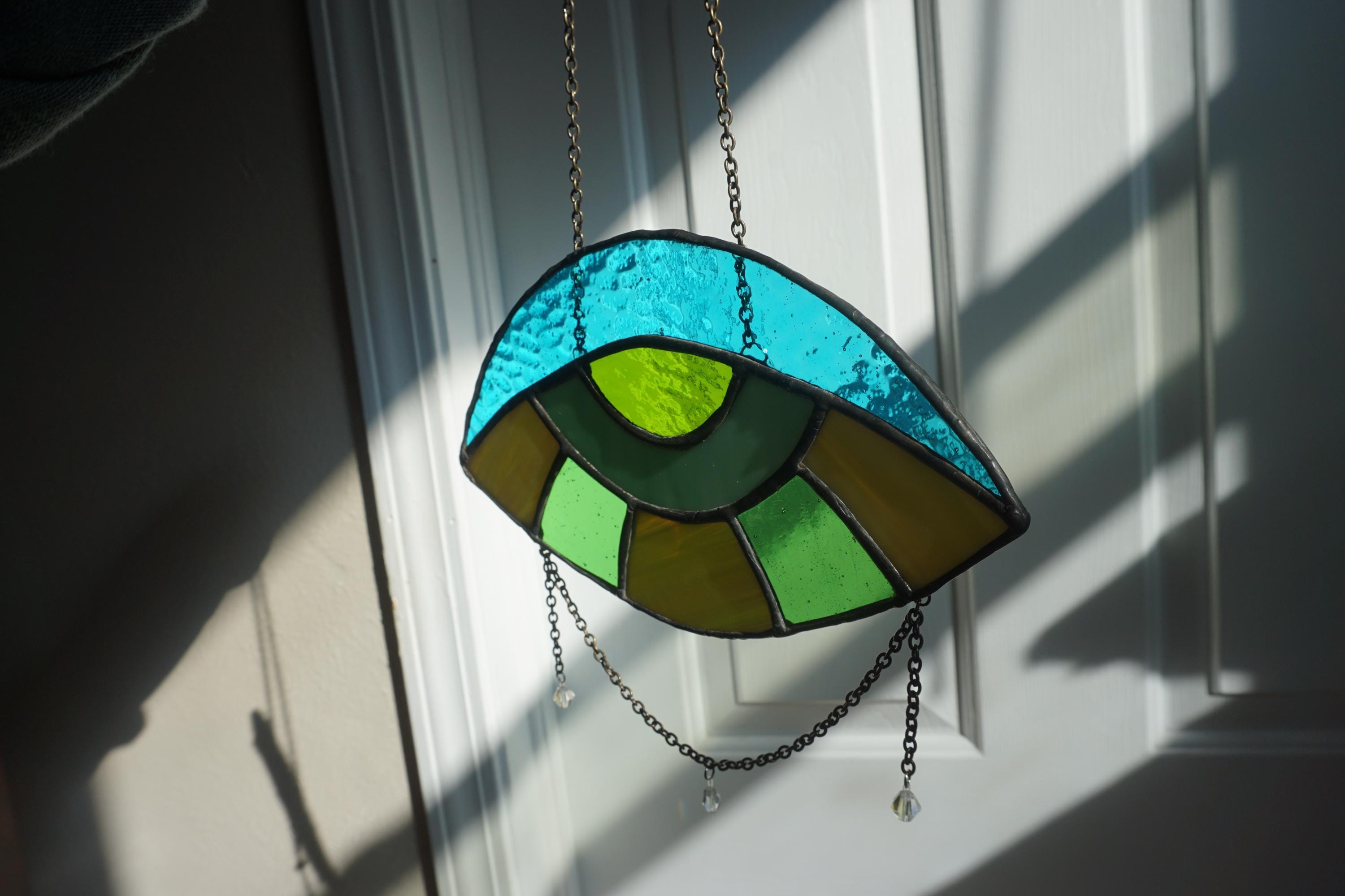 Green and Blue Stained Glass Eye Suncatcher - Etsy