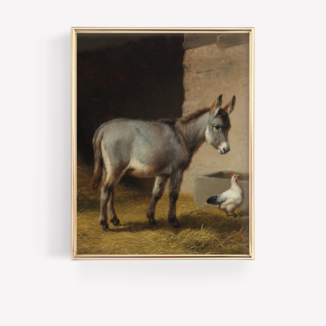 Donkey and Friend a Vintage Farmhouse Art Print | Digital PRINTABLE ...