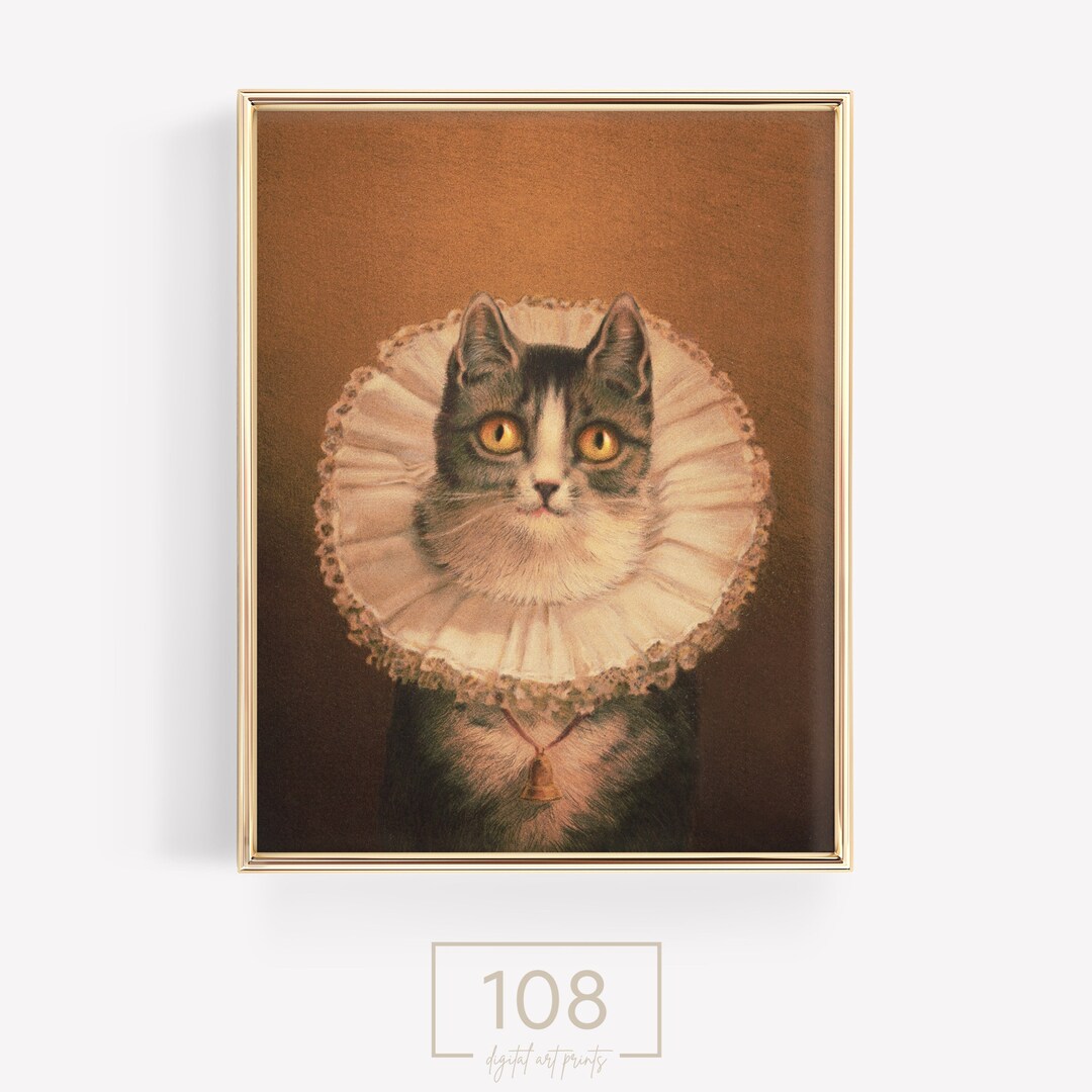 Cat Wearing Victorian Ruff | Vintage Art PRINTABLE | 5 - Etsy