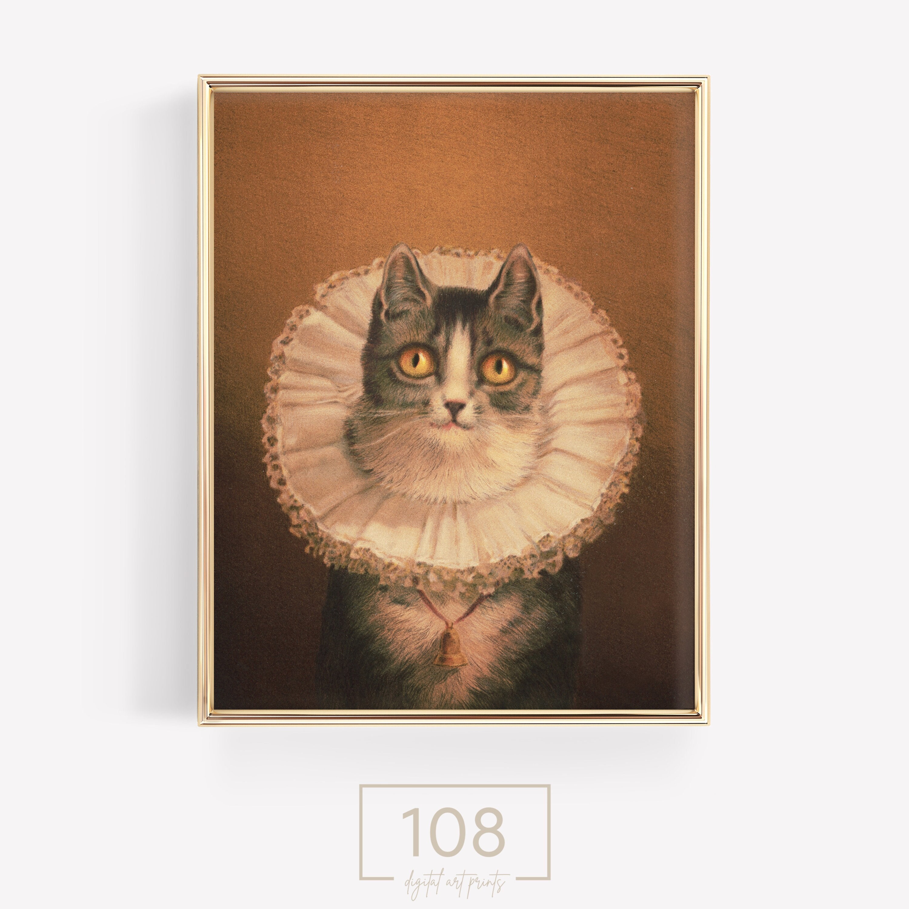 Cat Wearing Victorian Ruff Vintage Art PRINTABLE 5 - Etsy