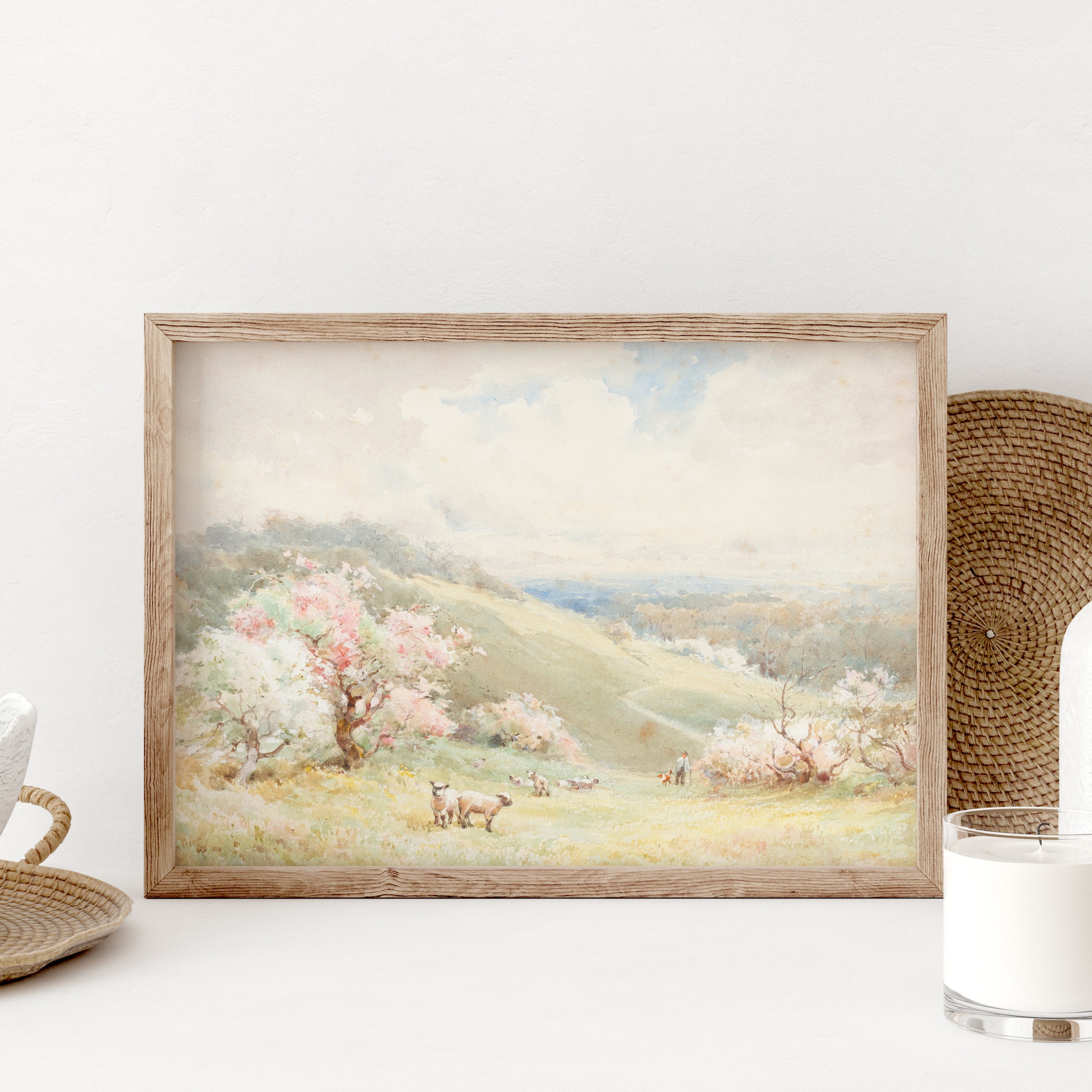 Watercolor Painting of a Spring Landscape | Digital Art Printable ...
