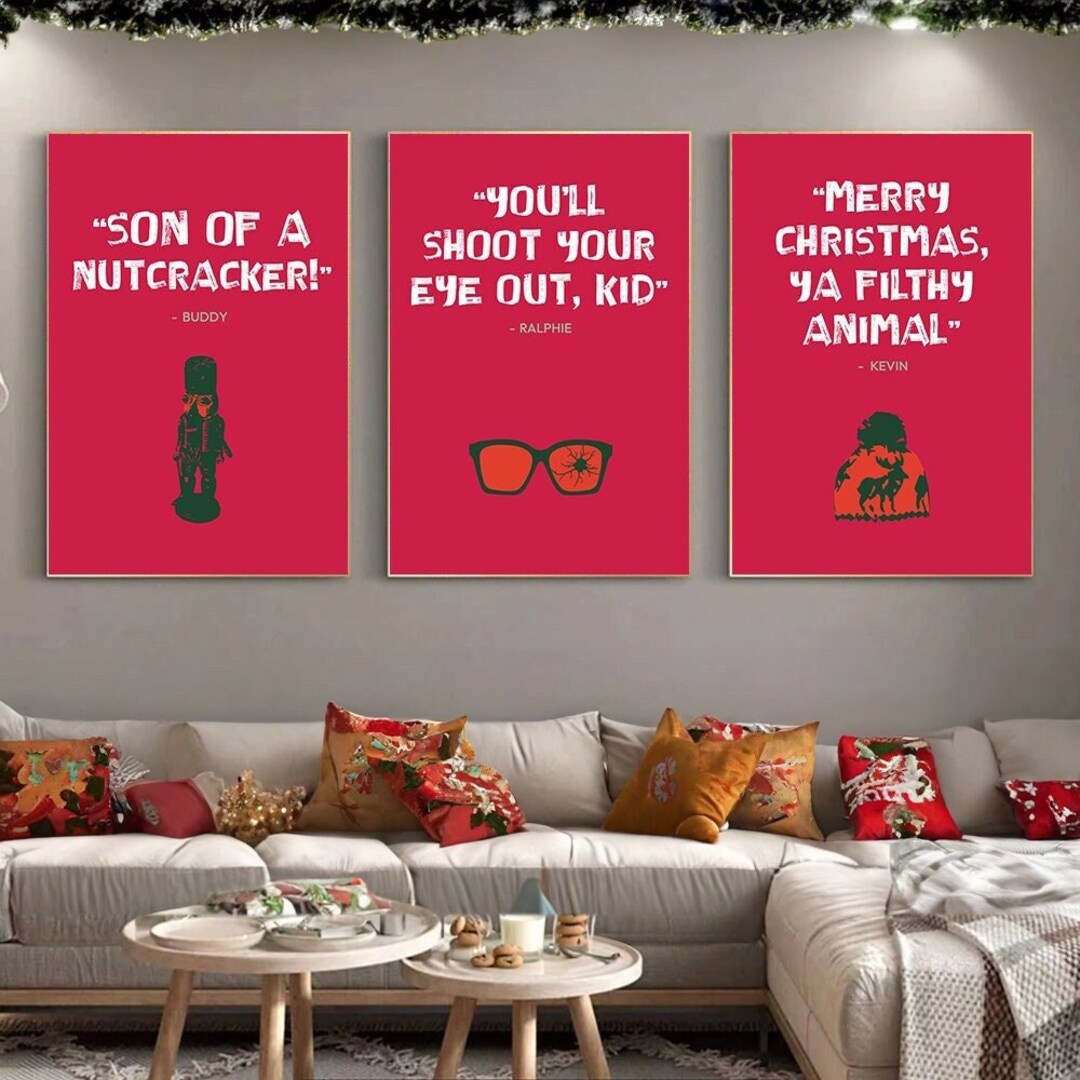 Famous Christmas Movie Quotes Printable Set of Three Xmas Home Decor ...